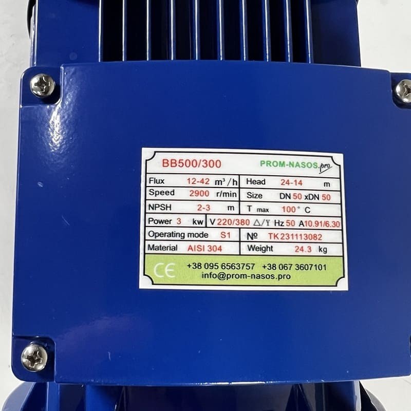 Buy Centrifugal pump BB500/300, AISI304, 380V/50Hz, 2900 — Sealing.com.ua