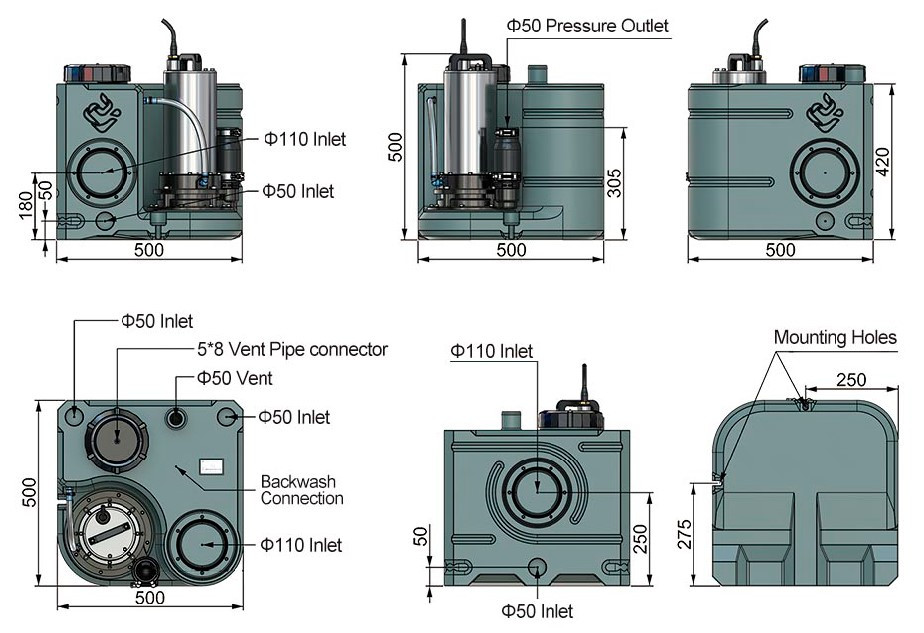 Buy Sewage lifting unit with submersible pump and control panel AIZL-SC ...