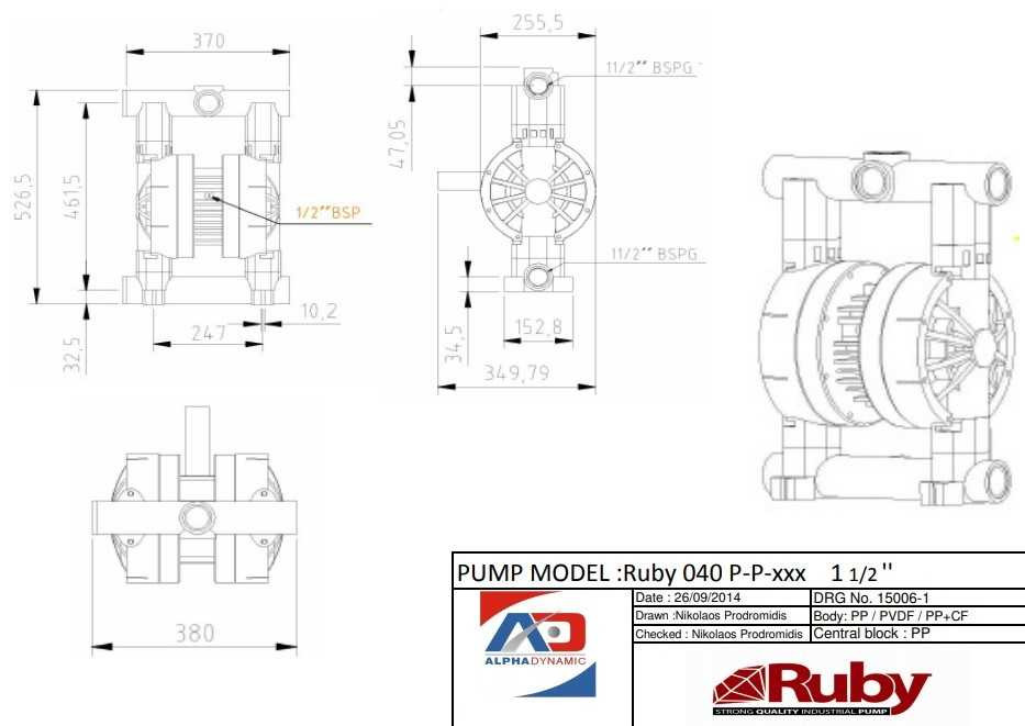 Buy RUBY 040P-P-EPT-E pneumatic diaphragm pump — Sealing.com.ua