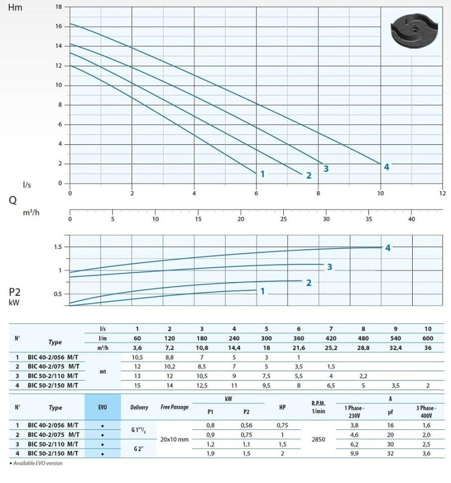 Buy Dreno BIC EVO 50-2/150 M/G submersible pump with two-channel ...