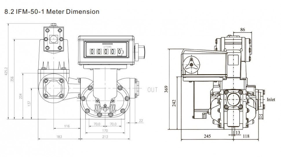 Buy 2” M-50 38-550 l/min Positive Displacement Flow Meter with Printer ...