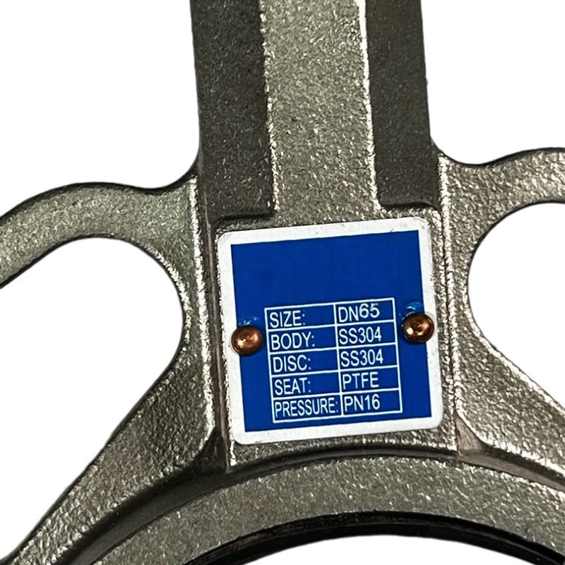 Buy PN16 DN65 Butterfly valve, body and disc made of stainless steel ...
