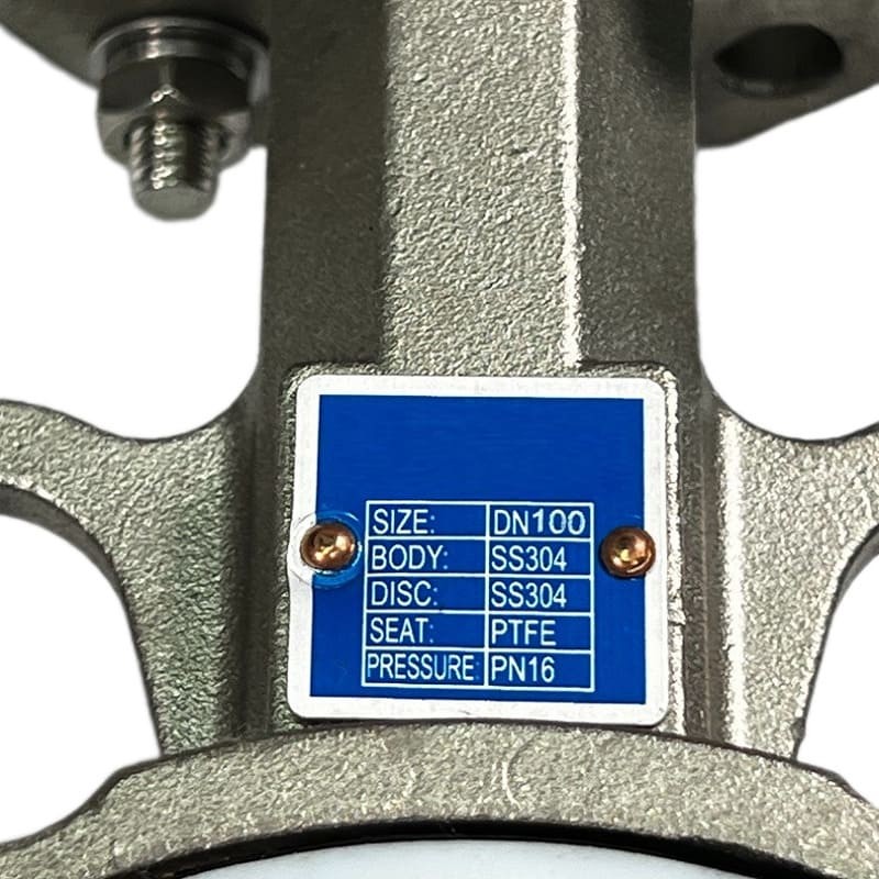 Buy PN16 DN100 Butterfly valve, body and disc made of stainless steel ...